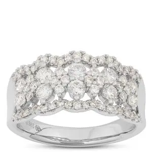 Benbridge Openwork Scalloped Diamond Ring In 14k White Gold - Wg