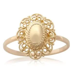 TOSCANO Filigree Framed Oval Dome 14k Ring - Yg