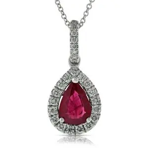 Benbridge Ruby And Diamond Pendant With Chain - Red