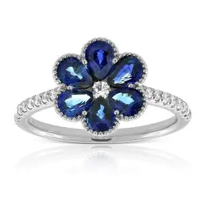 Benbridge Sapphire And Diamond Flower Ring - Blue
