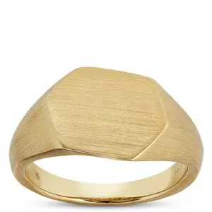 Benbridge Brushed Offset Hexagon Signet Ring - Yg