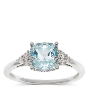 Benbridge Cushion Aquamarine And Diamond Ring - Blue