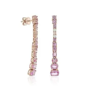 Benbridge 14k Rose Gold Sapphire & Diamond Earrings - Pink