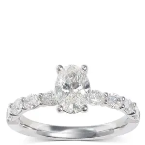 Benbridge 14k Oval Diamond Buttercup Ring - Wg