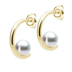 Mikimoto Classic Akoya Cultured Pearl Semi Hoop Earrings - White