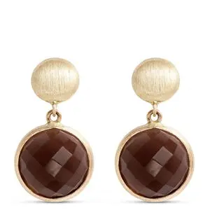 TOSCANO Round Smoky Quartz Drop Earrings - Brown