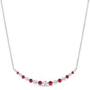 Benbridge Graduated Round Ruby And Diamond Necklace - Red