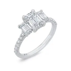 BELLA PONTE 3-stone Emerald Cut Diamond Engagement Ring - Wg