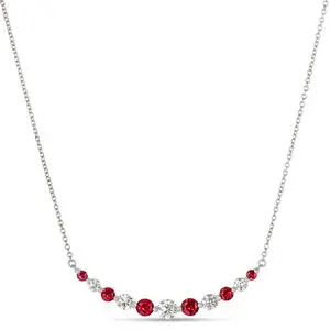 Benbridge Ruby And Diamond Cluster Necklace - Red