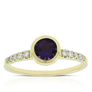 Benbridge 14k Yellow Gold Amethyst And Diamond Ring - Purple