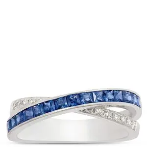 Benbridge Sapphire And Diamond Crossover Ring - Blue