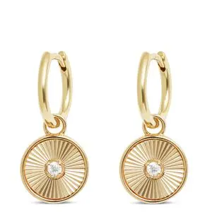 IKUMA 14k Yellow Gold Diamond Medallion Drop Earrings - Yg