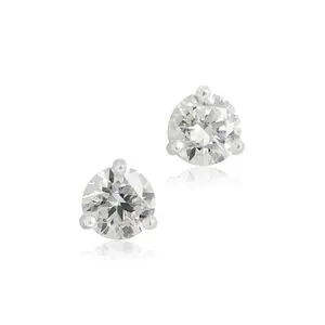 IKUMA Round Diamond Stud Earrings, 0.70 Carat Total Weight, In 14k White Gold - Wg
