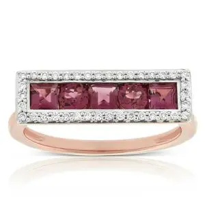 Benbridge Rose Gold Tourmaline & Diamond Ring - Pink