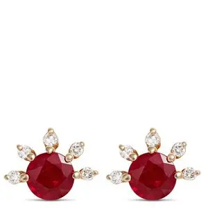 Benbridge Ruby Stud Earrings In 14k Yellow Gold - Red