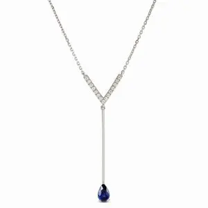 Benbridge Pear Sapphire And Diamond Y-necklace - Blue
