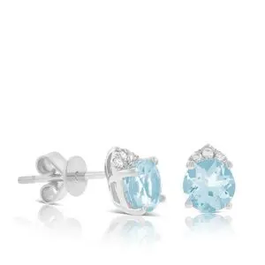 Benbridge Aquamarine And Diamond Stud Earrings - Blue