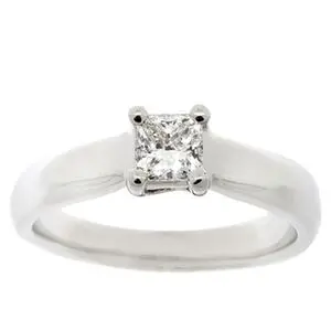 IKUMA 14k White Gold 1/2 Ct. Canadian Princess Cut Diamond Solitaire Ring - Wht