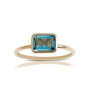 Benbridge Bezel Set Emerald Cut Topaz Ring - Blue