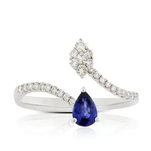 Benbridge Pear Sapphire And Diamond Cluster Ring - Blue