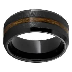 Benbridge Black Diamond Ring With Bourbon Wood Inlay - Ceramic