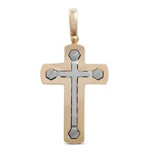 TOSCANO 14k Gold Two-tone Cross Pendant Charm - Tt