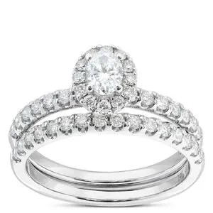 Benbridge Fancy Cut Diamond Halo Bridal Set - Wg
