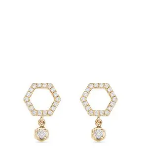 Benbridge Diamond Hexagon Dangle Earrings In 14k Yellow Gold - Yg