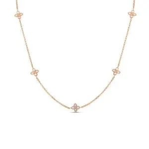Roberto Coin Love The Inch 5 Station Flower Necklace - Rg