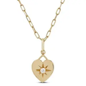 IKUMA Diamond And 14k Yellow Gold Heart Pendant Necklace - Yg
