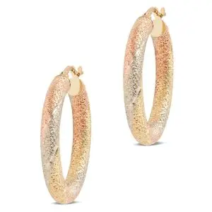 TOSCANO 14k Gold Tri-color Hoop Earrings 20mm - Tt