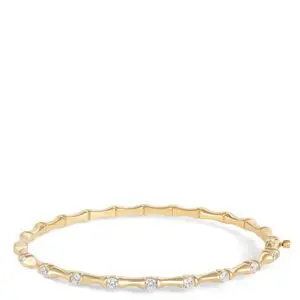 SIGNATURE Hinged Diamond Bangle Bracelet - Yg