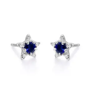 Benbridge Round Sapphire Stud Earrings - Wg