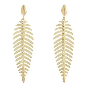 TOSCANO Ribbed Leaf Dangle Earrings - Yg