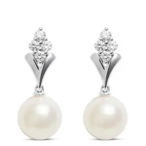 Benbridge Cultured Freshwater Pearl And Diamond Dangle Earrings - White