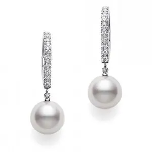 Mikimoto Akoya Cultured Pearl And Diamond Earrings - White