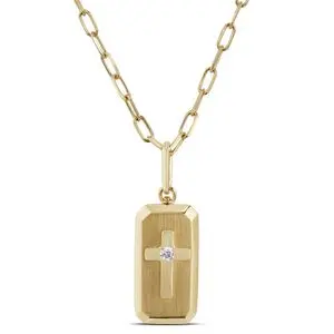 IKUMA 14k Yellow Gold Diamond Cross Pendant Necklace - Yg