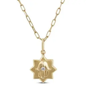 IKUMA 14k Yellow Gold Diamond Hamsa Pendant Necklace - Yg