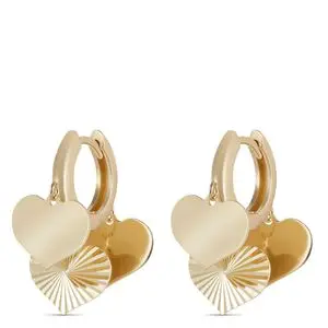 Benbridge Heart Dangle Hoop Earrings In 14k Yellow Gold - Yg