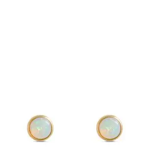 Benbridge Bezel Set Round Opal Stud Earrings - White