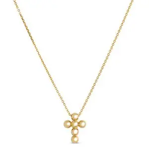 Benbridge 14k Yellow Gold Bead Cross Pendant Necklace - Yg