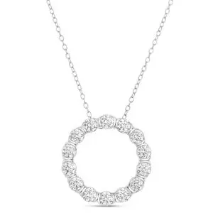 SIGNATURE Diamond And Platinum Circle Pendant Necklace - Plt
