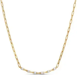 SIGNATURE Round Cut Diamond Paperclip Necklace - Yg