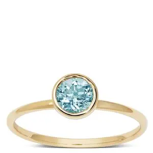 Benbridge Round Bezel Set Topaz 14k Yellow Gold Ring - Blue