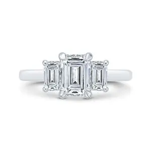 BELLA PONTE Platinum Engagement Ring With Emerald Cut Diamonds - Plt