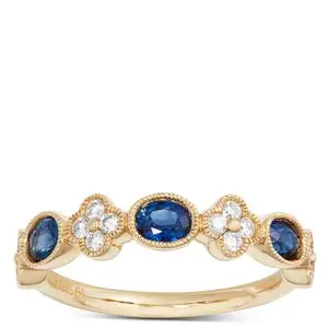 Benbridge Oval Sapphire And Diamond Ring In 14k Yellow Gold - Blue