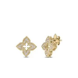 Roberto Coin Diamond Venetian Princess Stud Earrings - Yg