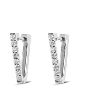 Benbridge Triangle Diamond Hoop Earrings - Wg
