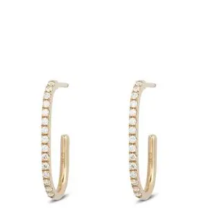Benbridge Oval Diamond Hoop Earrings - Yg
