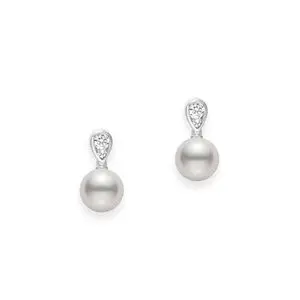Mikimoto Diamond And Akoya Cultured Pearl Earrings - White